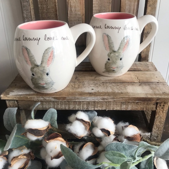 Rae Dunn | Kitchen | Rae Dunn Easter Bunny Coffee Mugs Tea Cups Set 2 ...
